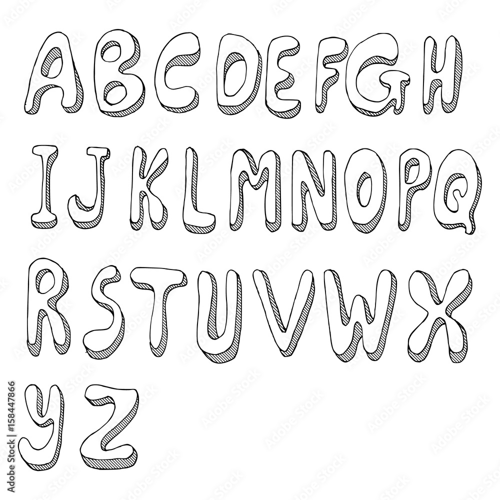 Hand drawn alphabet letters Vector eps10 Stock Vector | Adobe Stock