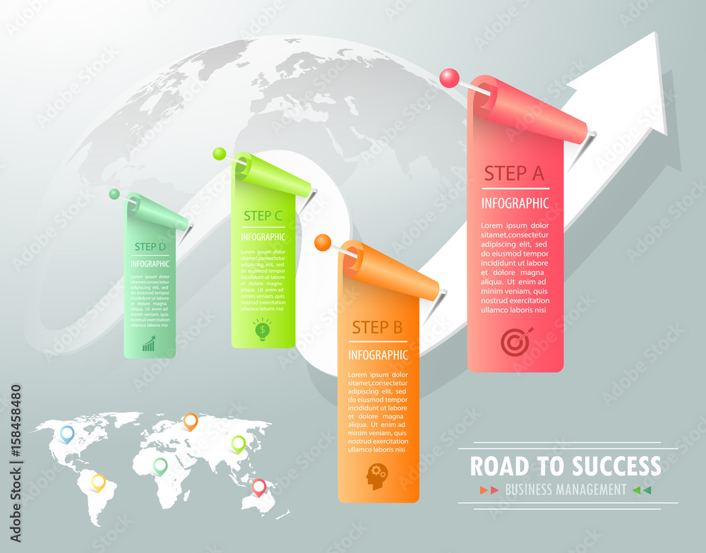 Arrow way infographic template 4 options. can be used for workflow ...