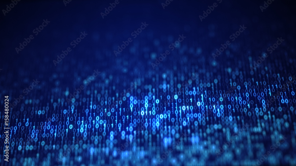 Blue digital binary data code on screen Stock-Illustration | Adobe Stock