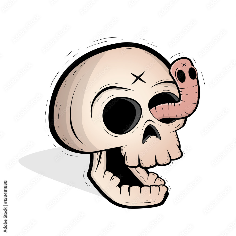 skull and worm vector clipart Stock Vector | Adobe Stock