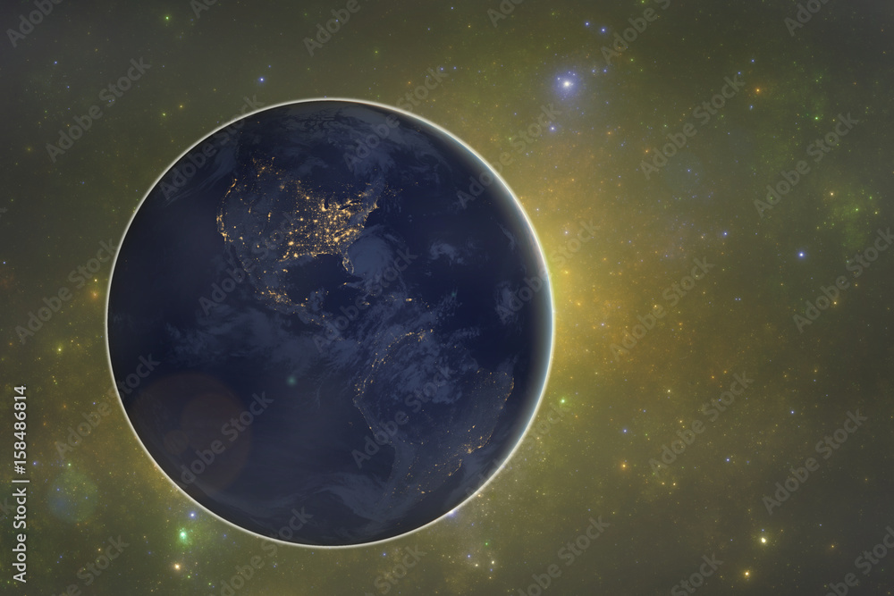 Dark side of the planet Earth. Elements of this image furnished by NASA ...