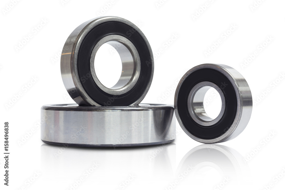 Detailed bearings set production isolated on white background, ball ...