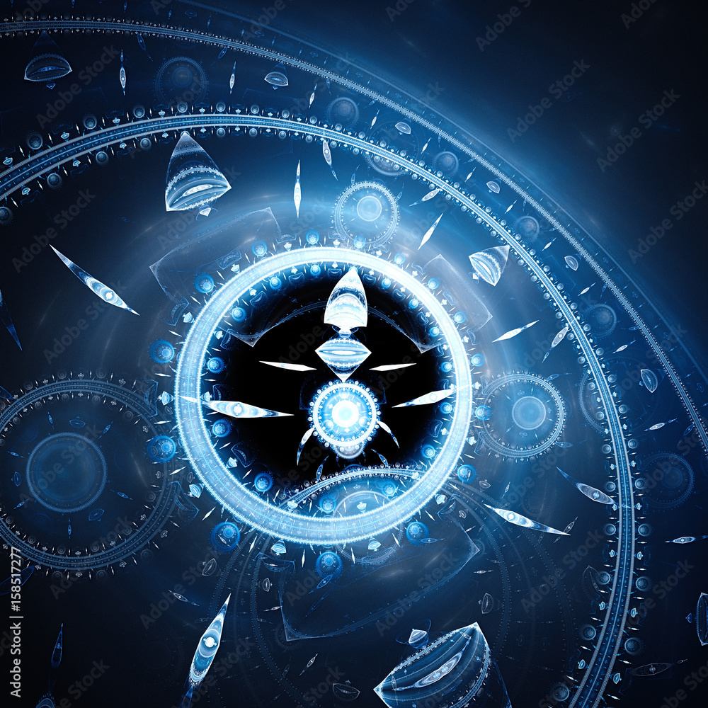 Dial of watch. Time Machine. Mechanism of eternity.3D surreal ...