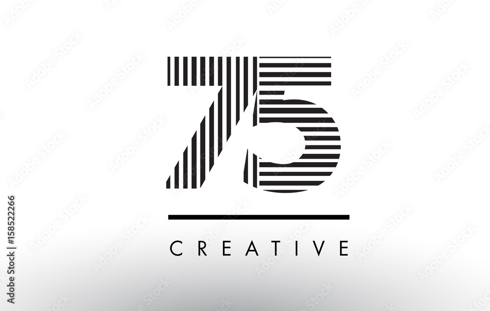 75 Black and White Lines Number Logo Design. Stock Vector | Adobe Stock