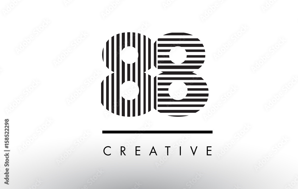 88 Black and White Lines Number Logo Design. Stock Vector | Adobe Stock