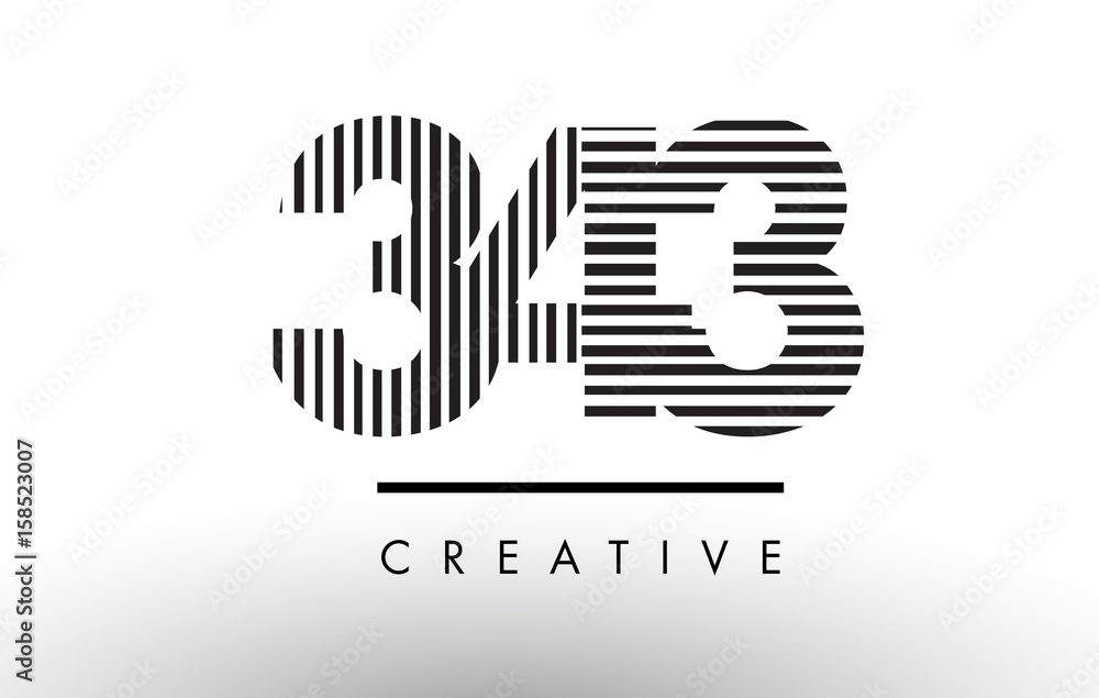 343 Black and White Lines Number Logo Design. Stock Vector | Adobe Stock