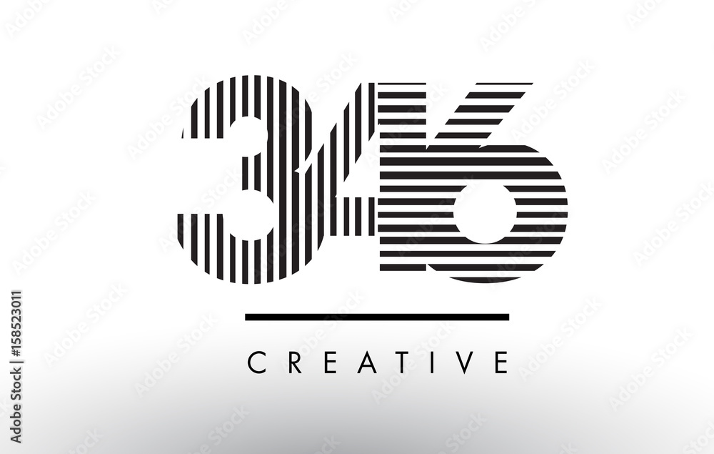 346 Black and White Lines Number Logo Design. Stock Vector | Adobe Stock