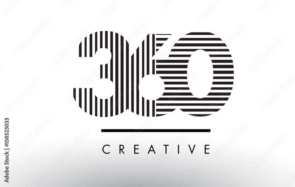 360 Black and White Lines Number Logo Design. Stock Vector | Adobe Stock