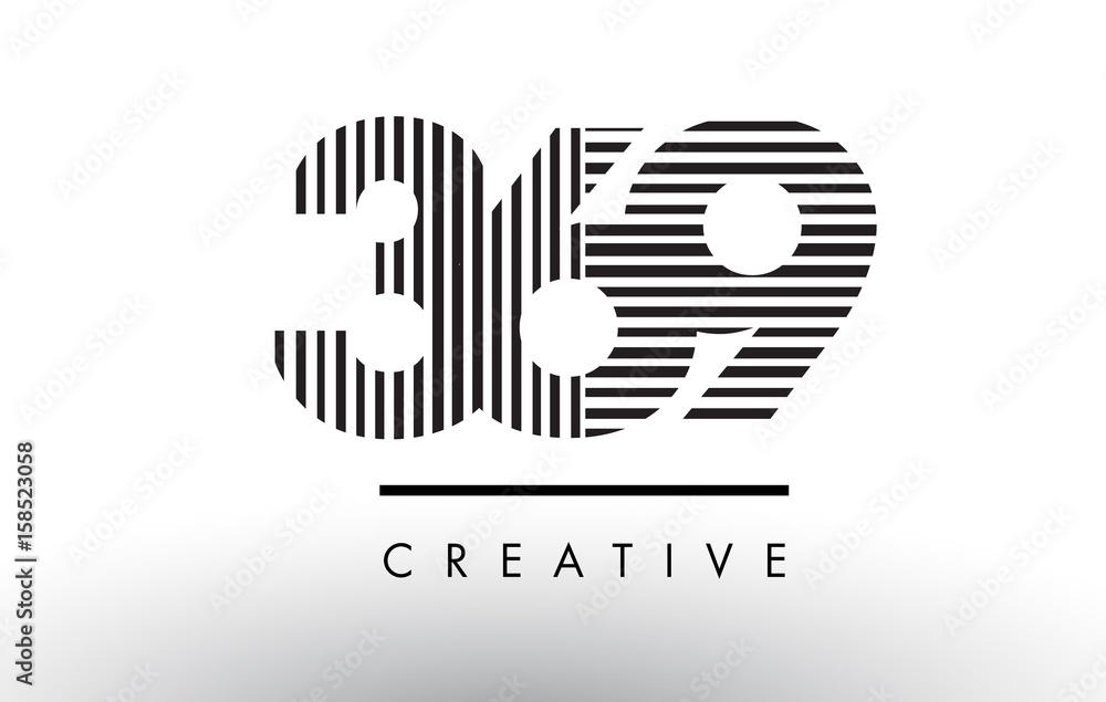 369 Black and White Lines Number Logo Design. Stock Vector | Adobe Stock