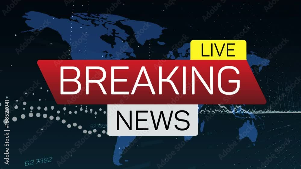 Breaking news live motion banner on worldmap. Business technology world ...