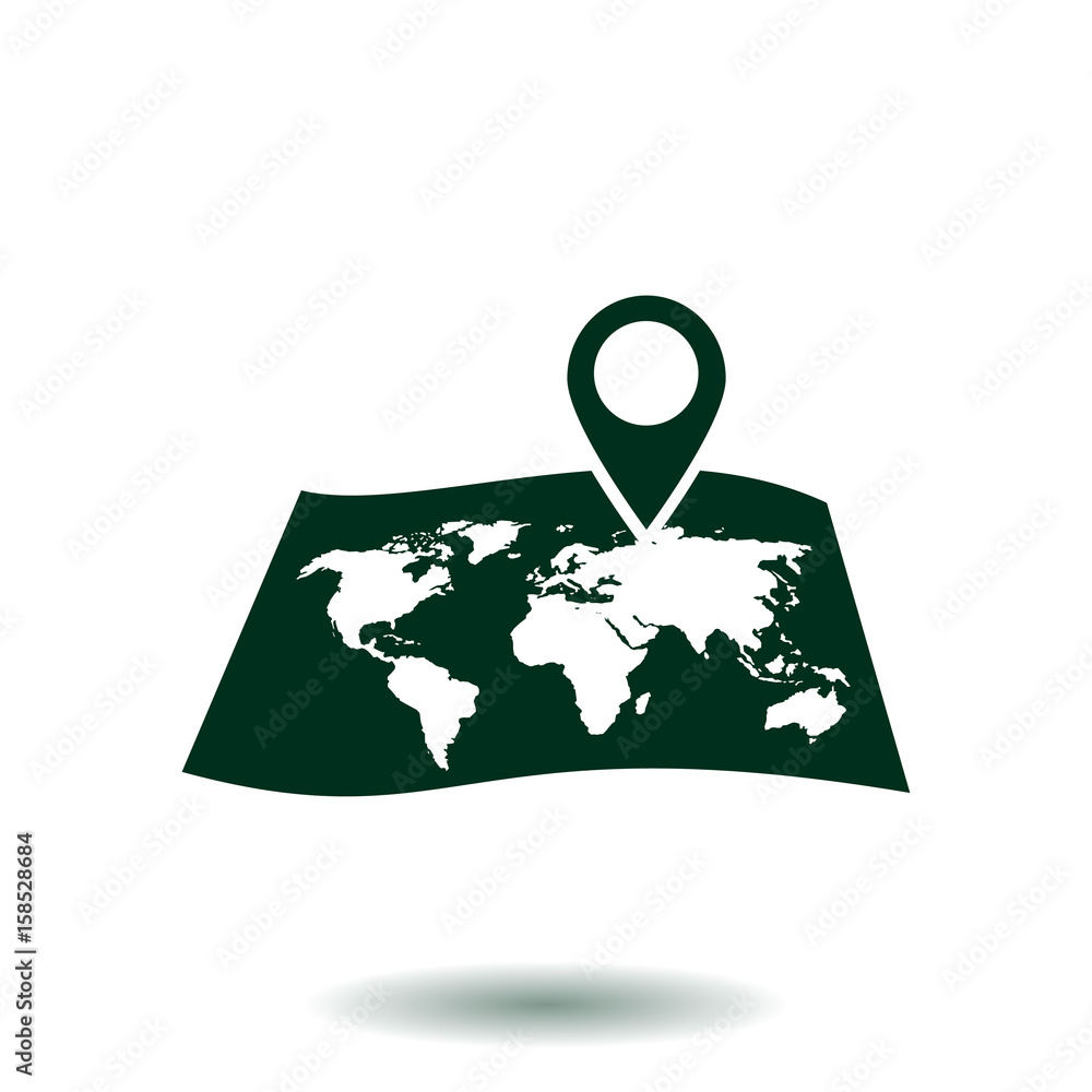 Map with a pin icon. Map navigation symbol. Stock Vector | Adobe Stock