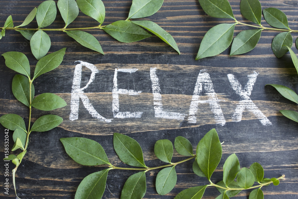Word Relax with Leaves Stock Photo | Adobe Stock