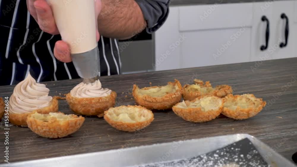 Chef cooking dessert on a modern kitchen at home Stock Video | Adobe Stock