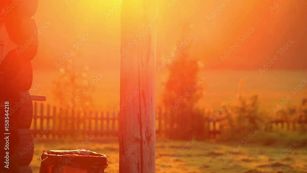 Vidéo Stock Rural house in village beautiful sundawn. Close up of ...