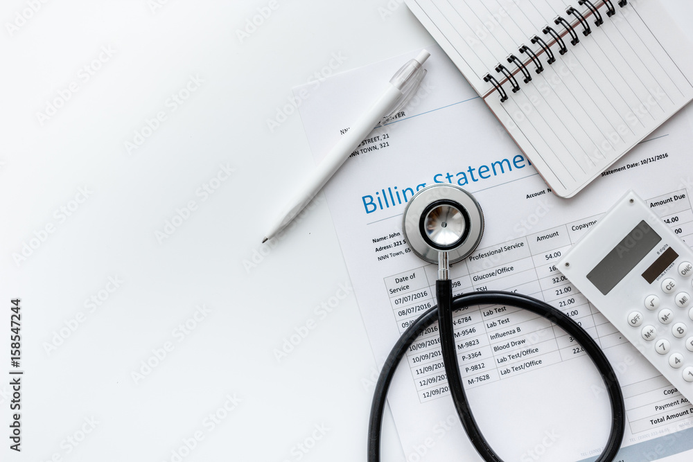 billing statement for for medical service in doctor's office background ...