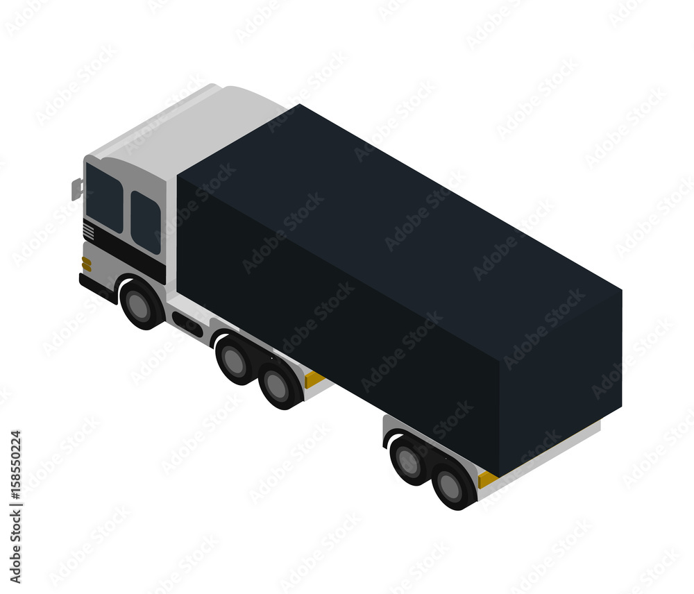 Modern lorry truck side view isometric icon. Commercial freight truck ...