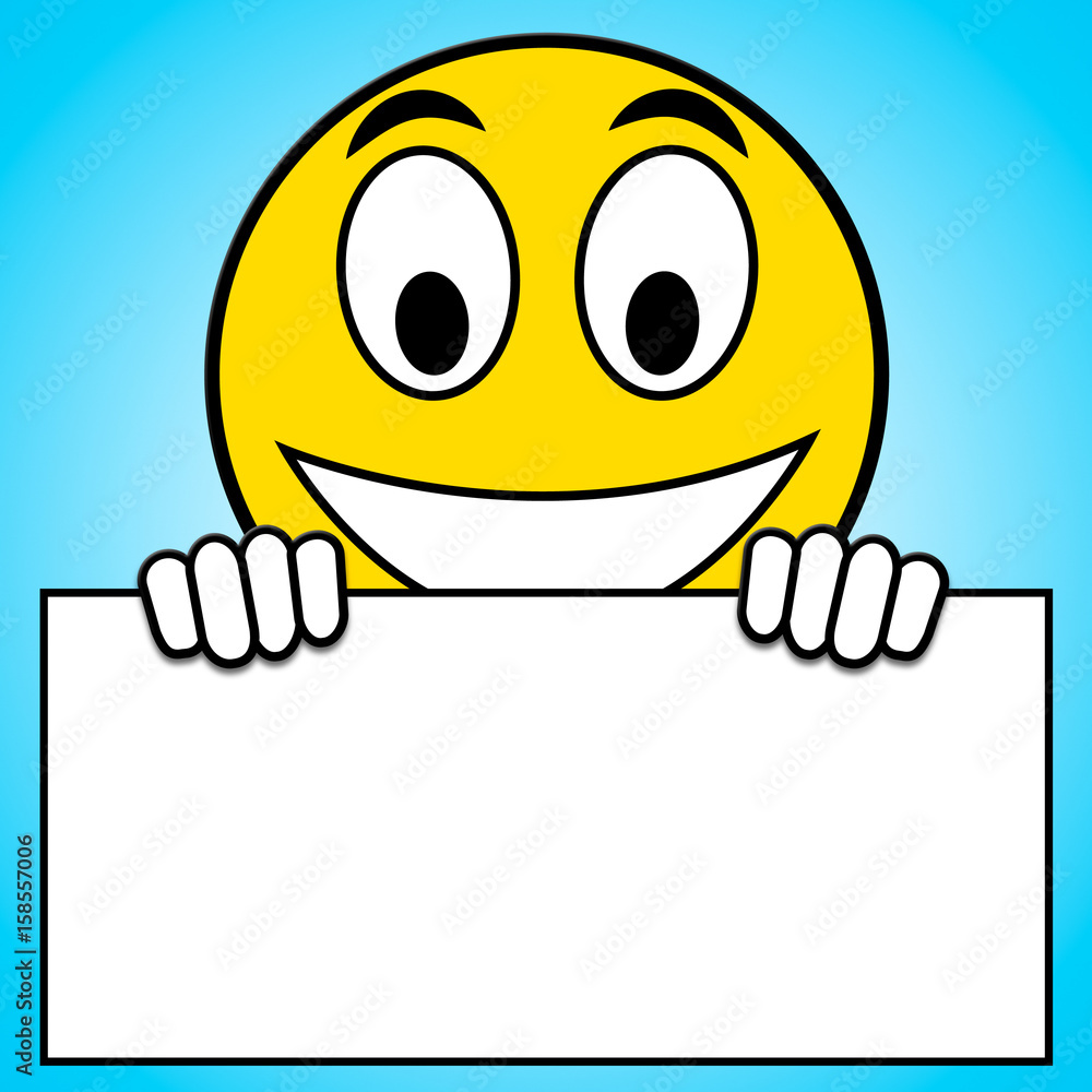 Smiley Sign Shows Happy Face 3d Illustration Stock Illustration | Adobe ...