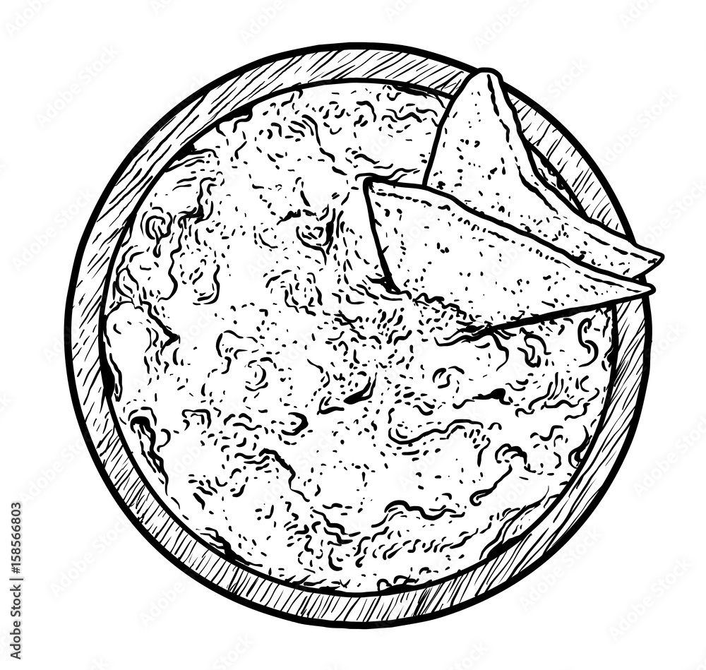 Guacamole illustration, drawing, engraving, ink, line art, vector Stock ...