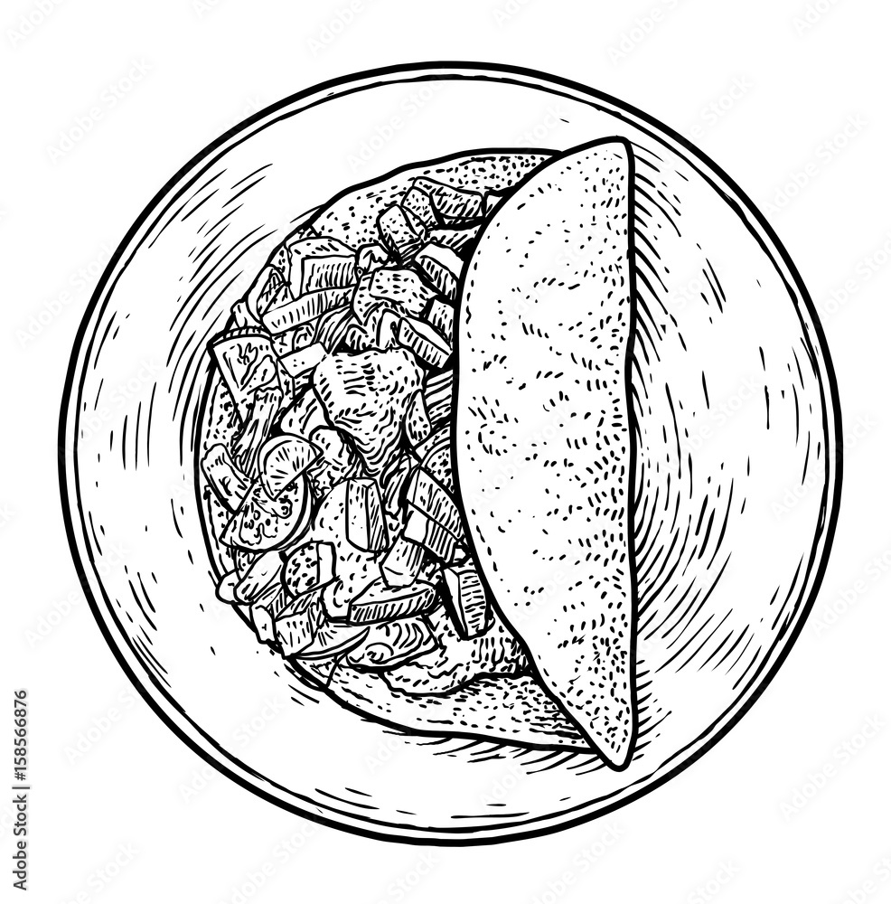 Tortilla illustration, drawing, engraving, ink, line art, vector vector ...