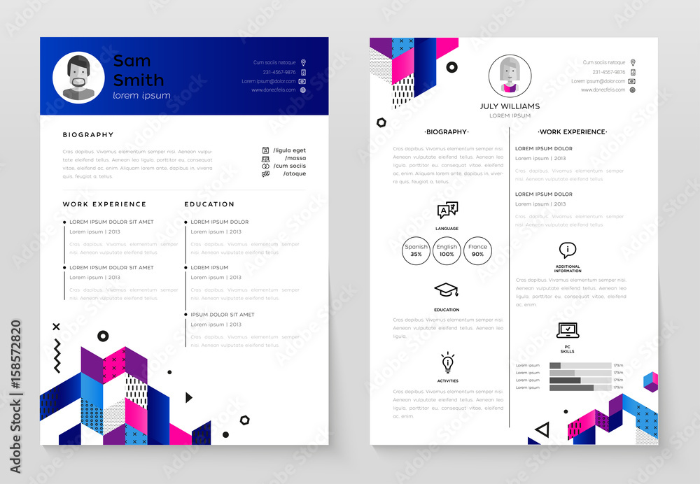 Personal Resume - vector template illustration Stock Vector | Adobe Stock