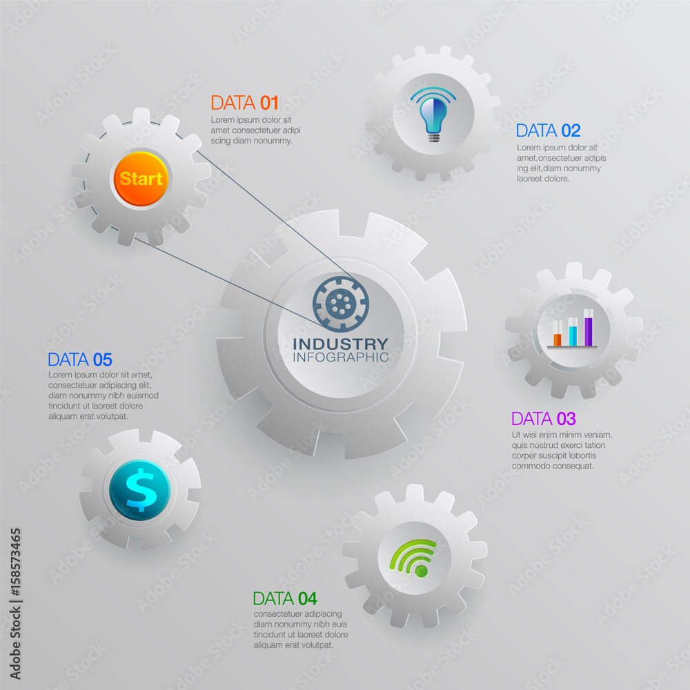 Business data infographic. Process chart industry. Abstract elements of ...