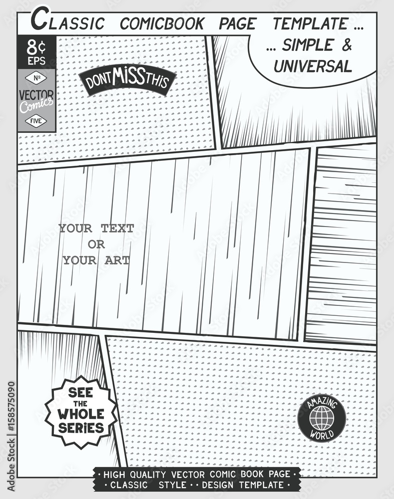 Free space Comic book page template. Comics layout and action with ...