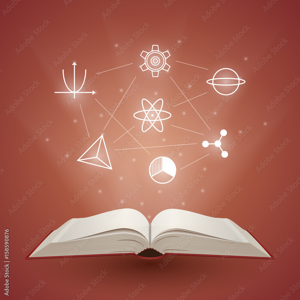 Open book with light coming from it. Knowledge is power. Education and ...