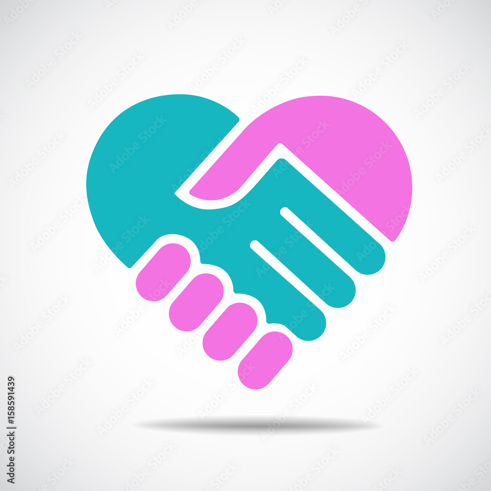 Hands together. Heart symbol. Vector Stock-Vektorgrafik | Adobe Stock