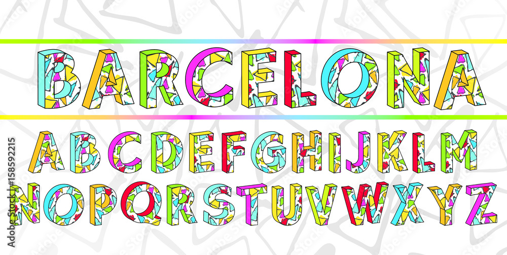 The alphabet in style of the Spanish artist of Antoni Gaudi, vector ...