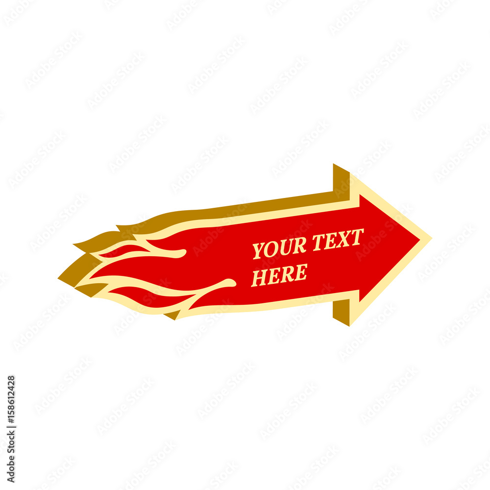 Flaming arrow symbol. Flat Isometric Icon or Logo. 3D Style Pictogram ...