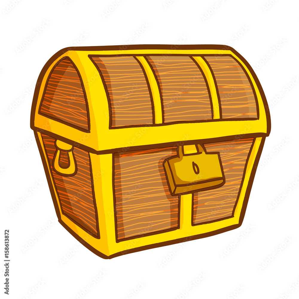 Funny and cute vintage treasure chest locked - vector. Stock Vector ...