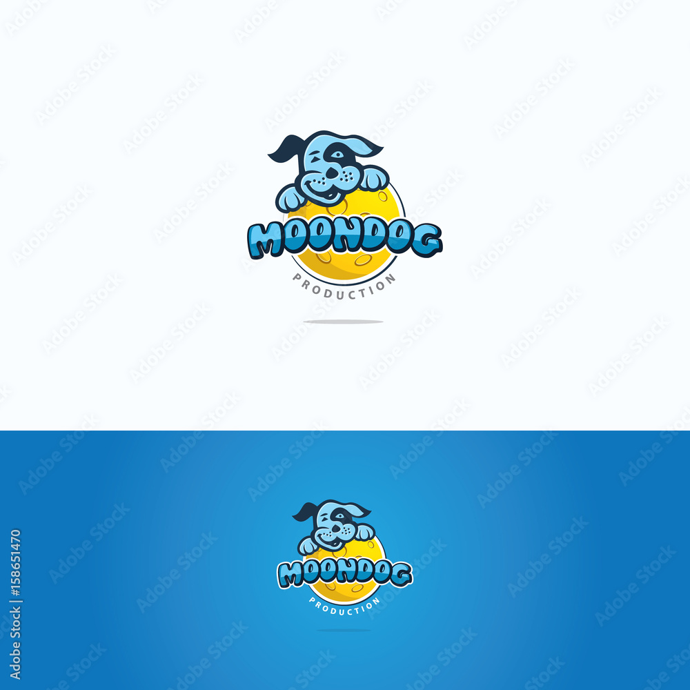 Dog Logo. moon dog vector logo design. Dog shop, Dog show. Stock ...