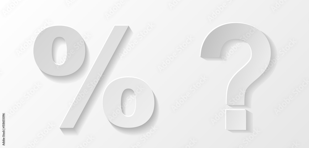 Percent and question mark - 3d icons. Vector. Stock Vector | Adobe Stock