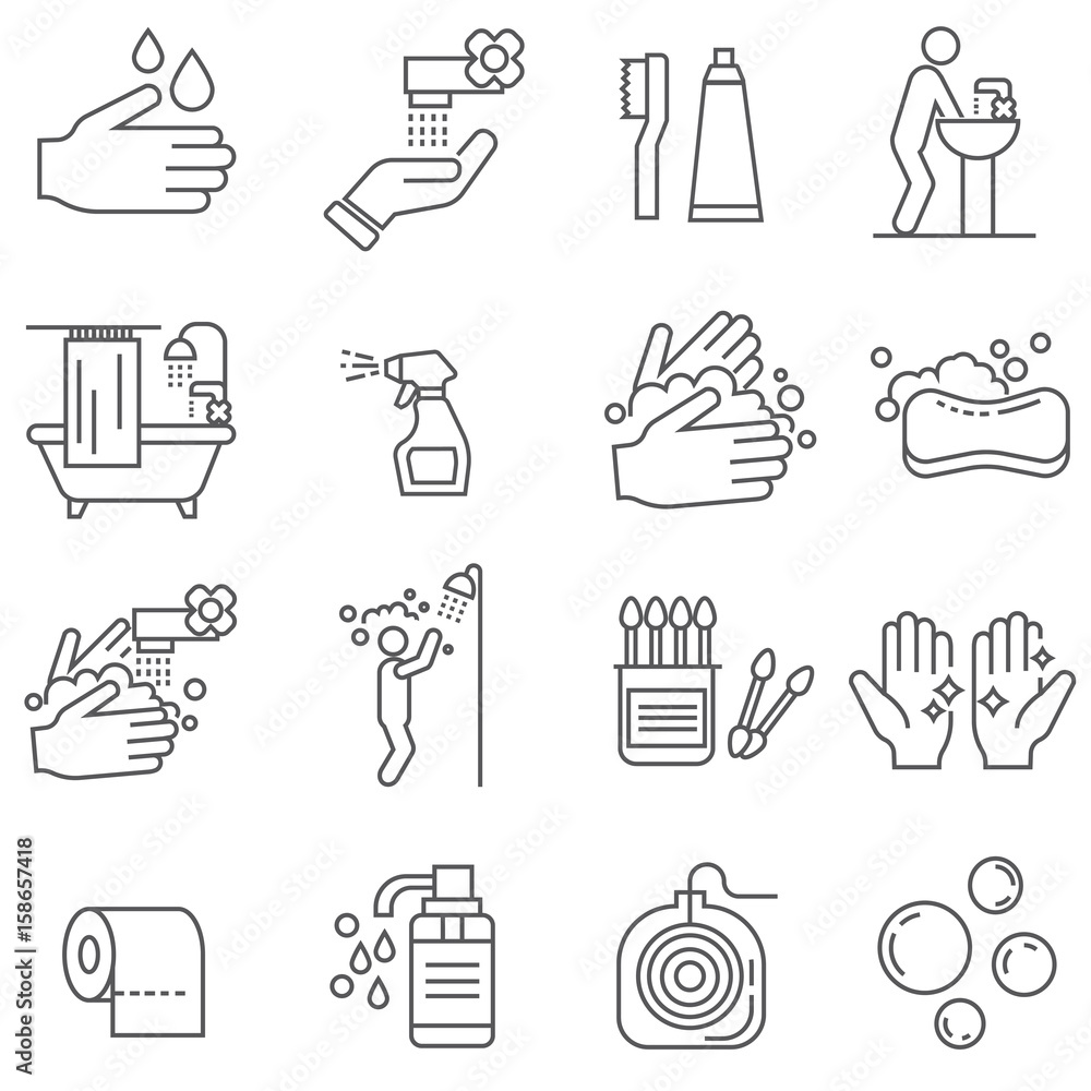 Set of hygiene Related Vector Line Icons. Includes such Icons as ...