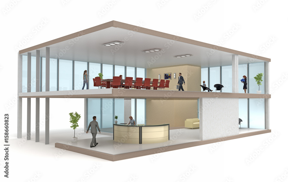 office building cutaway isolated on white Stock Illustration | Adobe Stock