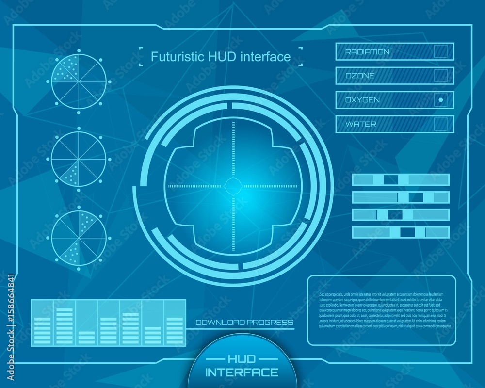 Abstract future, concept vector futuristic blue virtual graphic touch user interface HUD. For ...