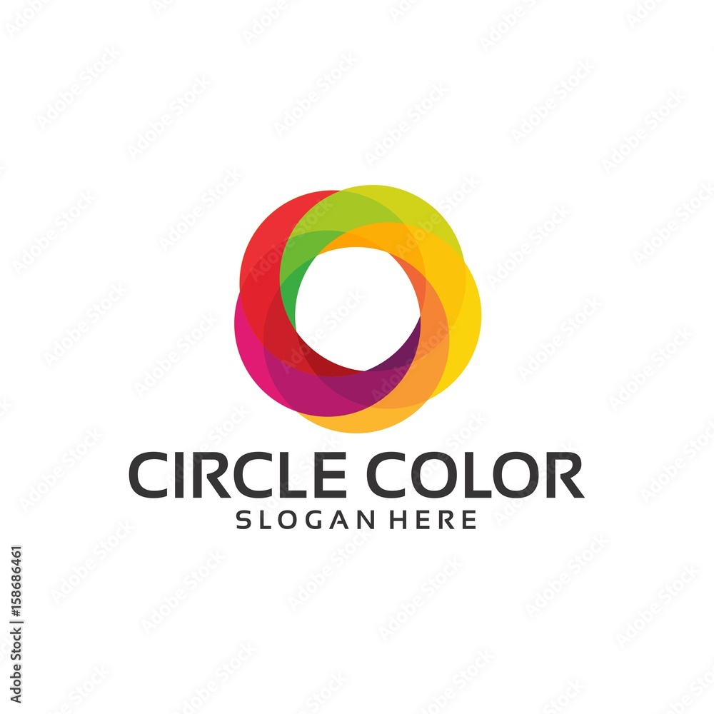 Circle Color Logo Template with Hand Gesture vector illustration Stock ...