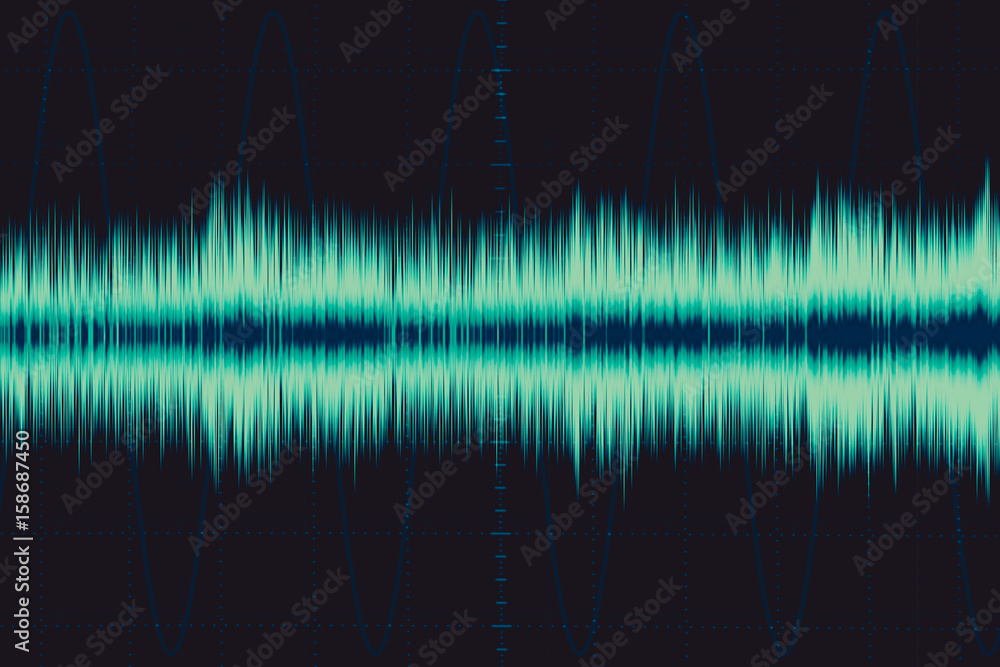 electronic wave. sound frequency wave. oscilloscope digital waveform ...