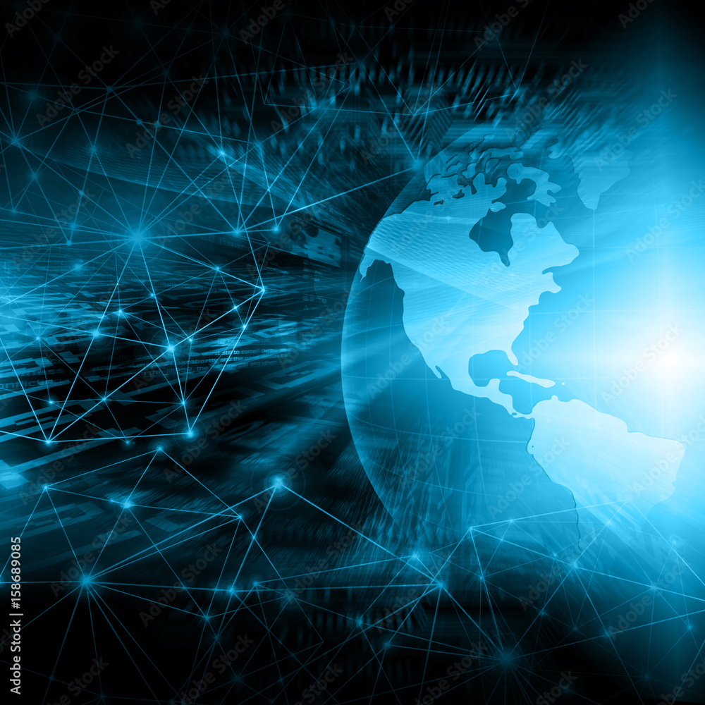 Best Internet Concept of global business. Globe, glowing lines on ...