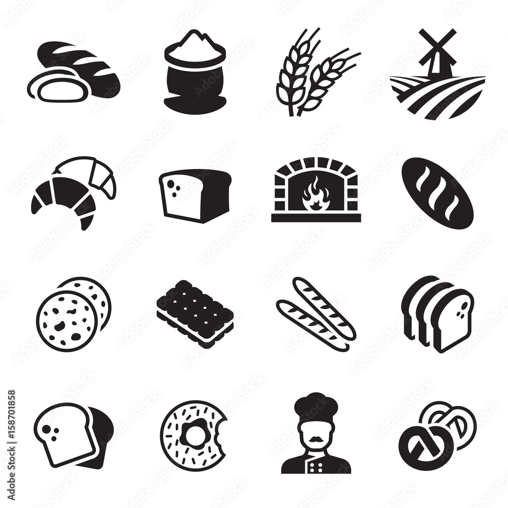 Bakery bread icon set Stock-Vektorgrafik | Adobe Stock