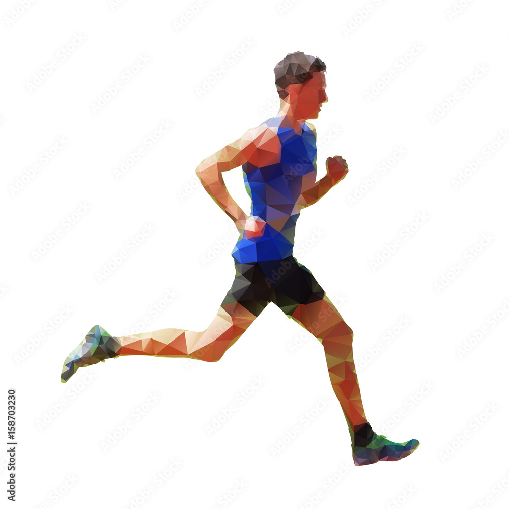 Geometric running man, abstract vector silhouette, low poly Stock ...