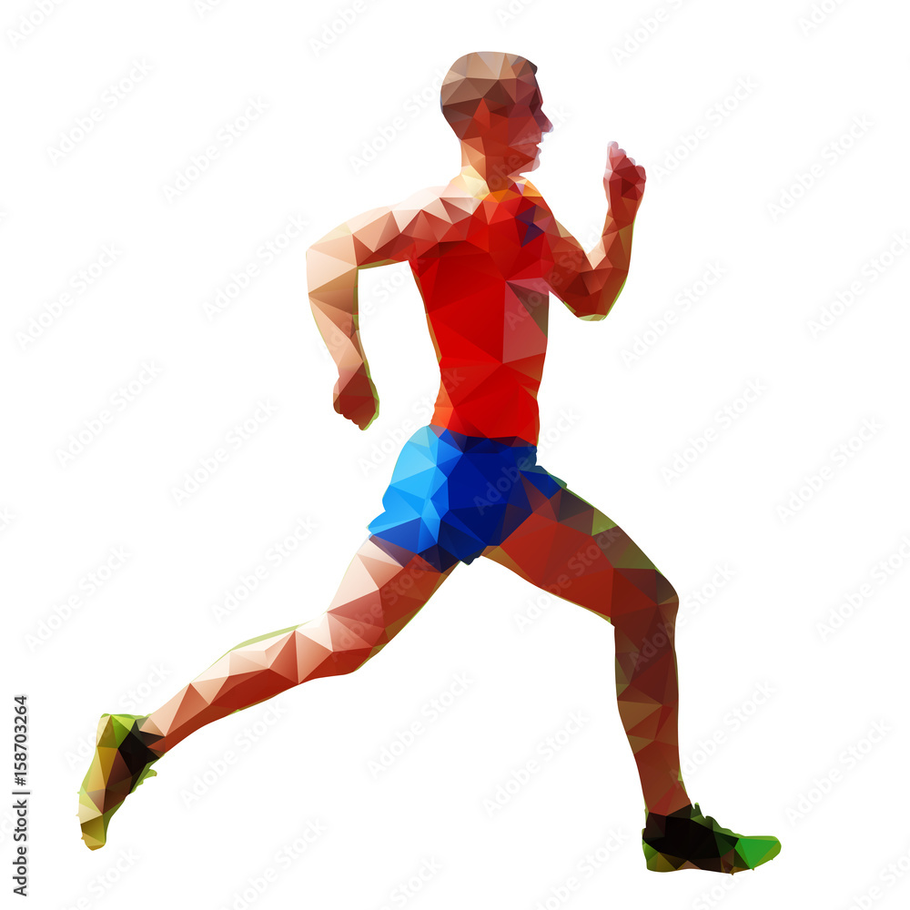 Geometric running man, abstract vector silhouette, low poly Stock ...