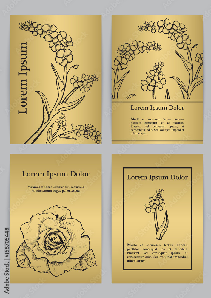 Vector templates for A4 with silhouette english roses Stock Vector ...