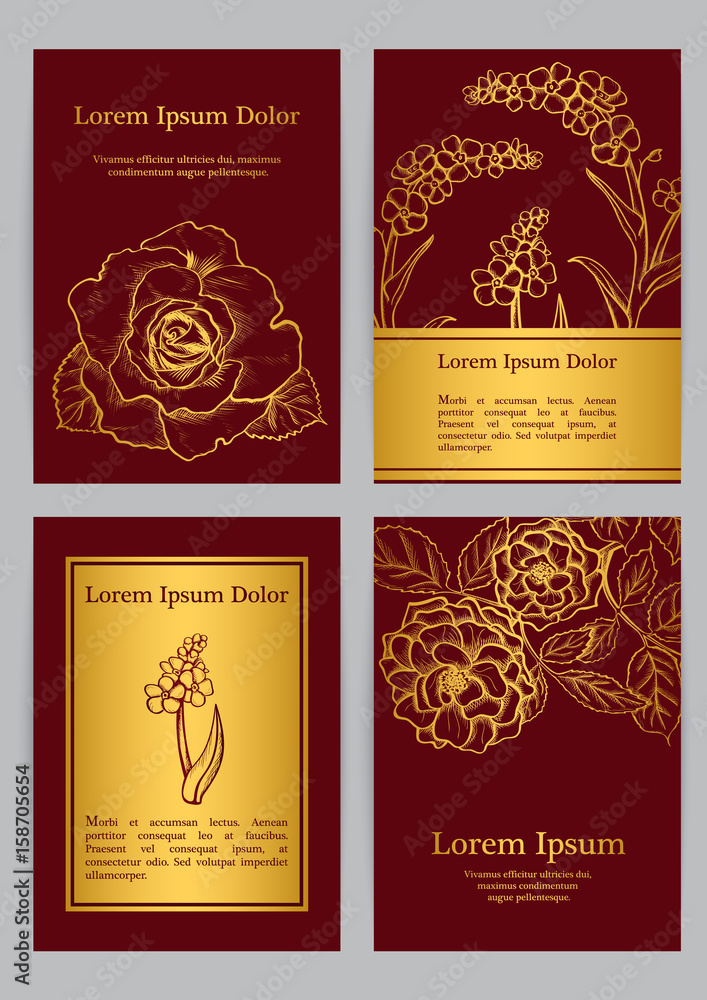 Vector templates for A4 with silhouette english roses Stock Vector ...
