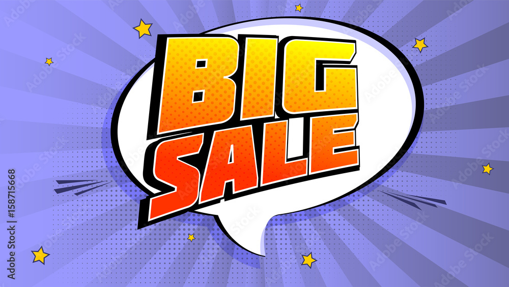 Big sale pop art splash background, explosion in comics book style ...