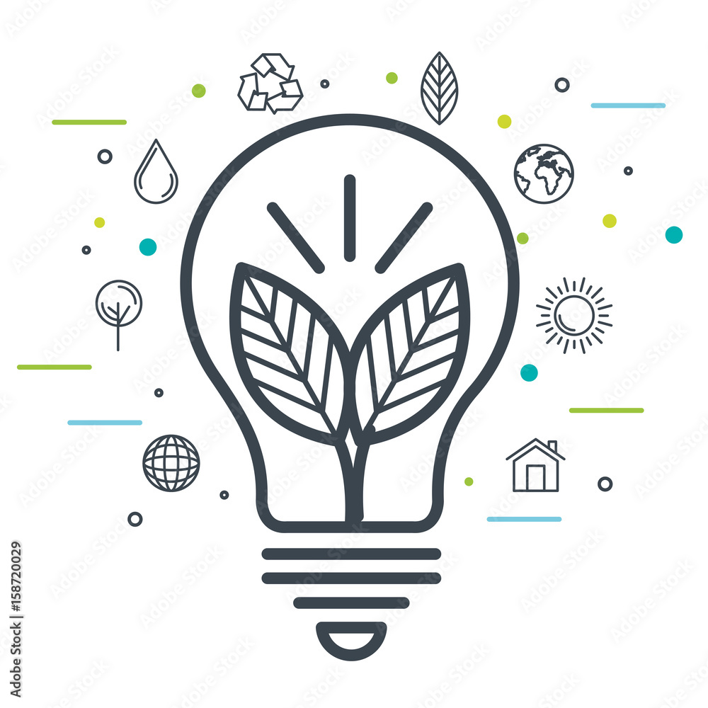 Hand drawn light bulb with crop and hand drawn related icons over white ...