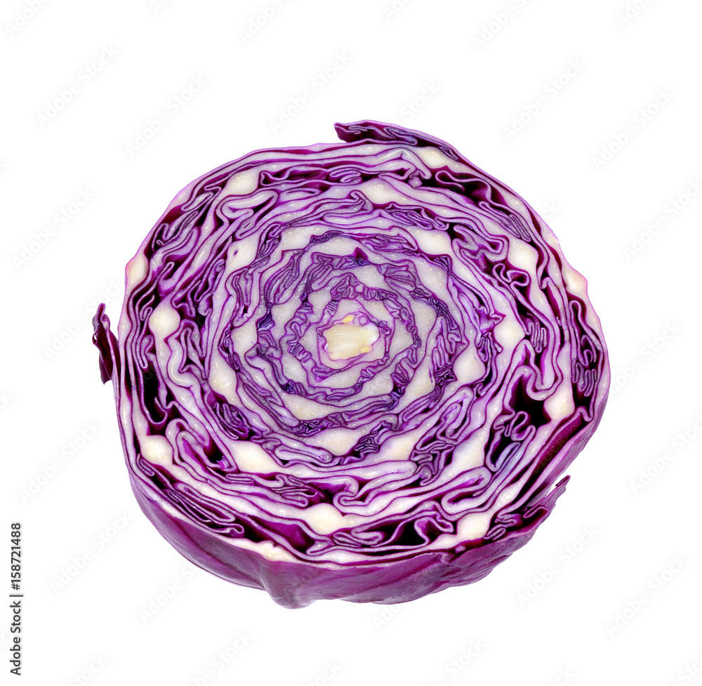 Purple cabbage slice isolated on white background Stock Photo | Adobe Stock