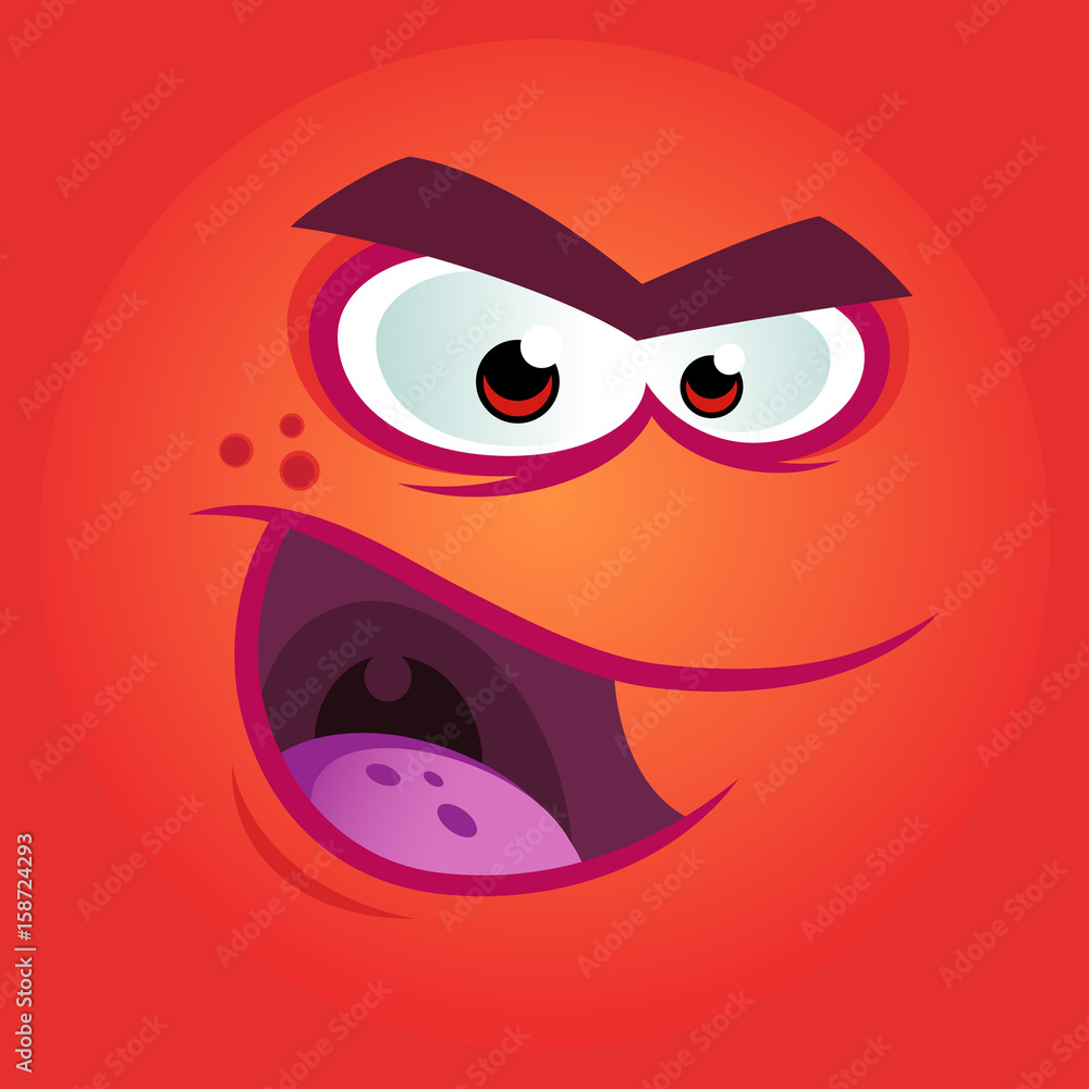 Vector illustration of a funny monster face. Stock Vector | Adobe Stock