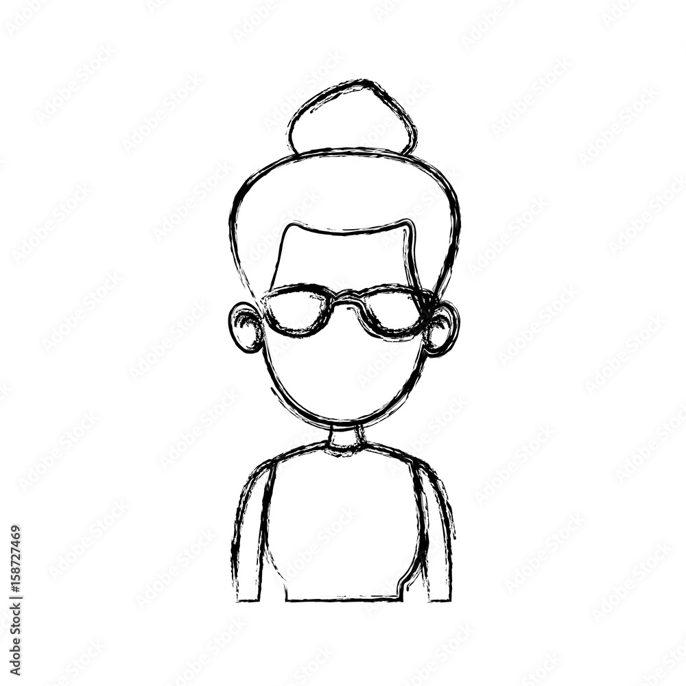silhouette drawing of faceless half body woman hairstyle vector ...