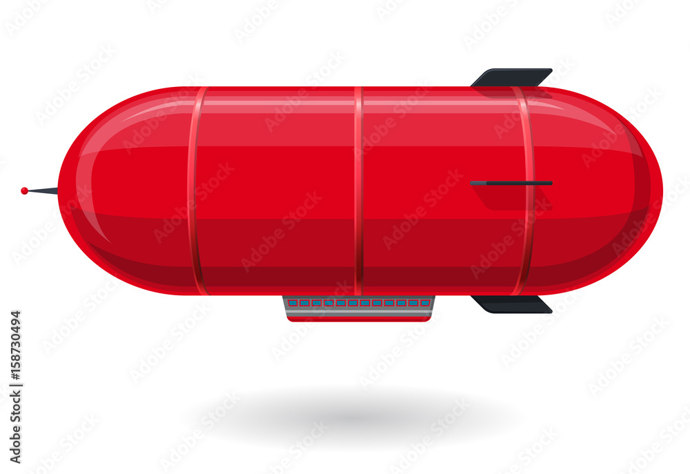 Vecteur Stock Red humorous airship. Stylized flying balloon as toy ...